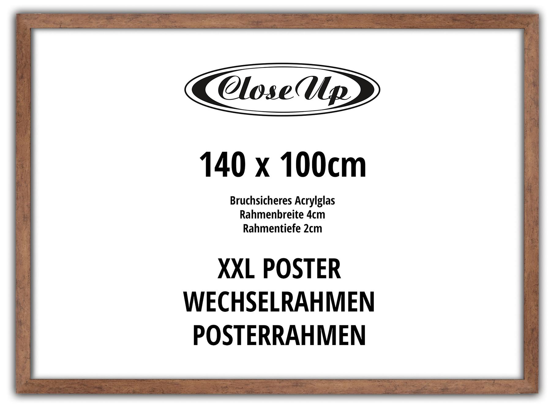 XXL poster frame 100 x 140 cm wood decor dark oak – Wallister - Poster ...